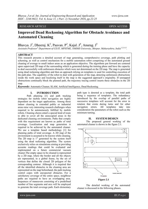 improved dead reckoning algorithm for obstacle avoidance and automated