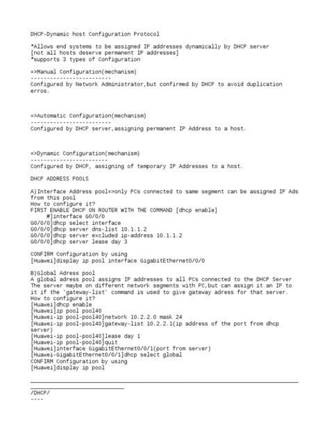 Dhcp Notes Pdf Ip Address Computer Architecture