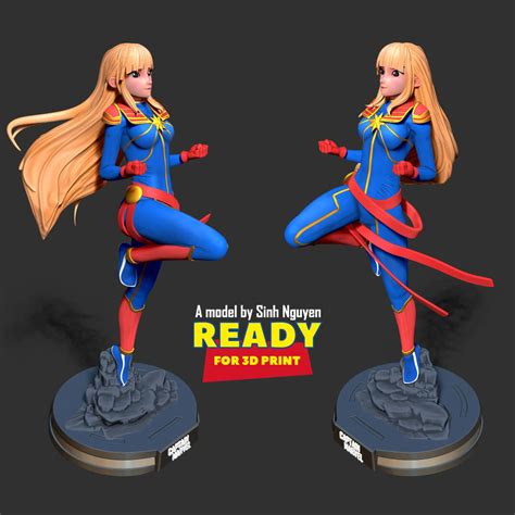 Captain Marvel Stylized Fanart 3d Model By Sinh Nguyen