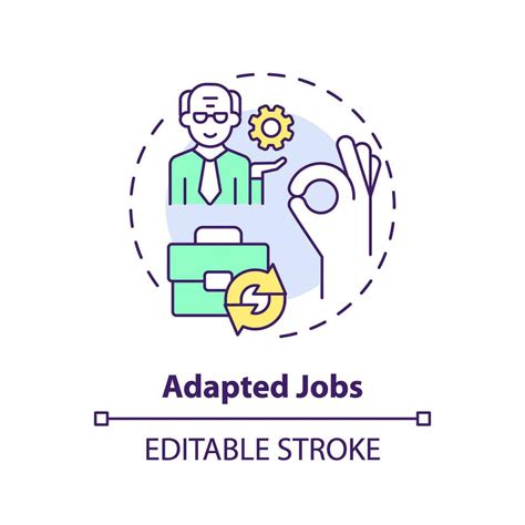 2d Editable Adapted Jobs Thin Line Icon Concept Isolated Vector Multicolor Illustration