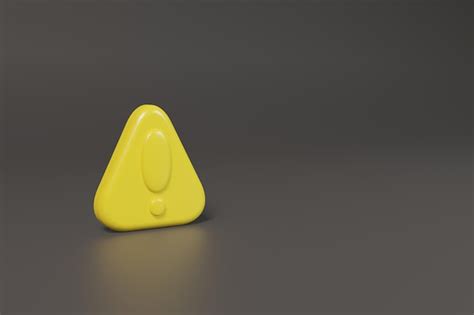 3d 렌더링 디자인에서 완전한 노란색으로 표시된 경고 기호입니다 프리미엄 사진