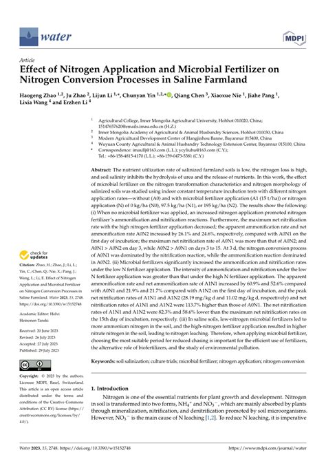 Pdf Effect Of Nitrogen Application And Microbial Fertilizer On