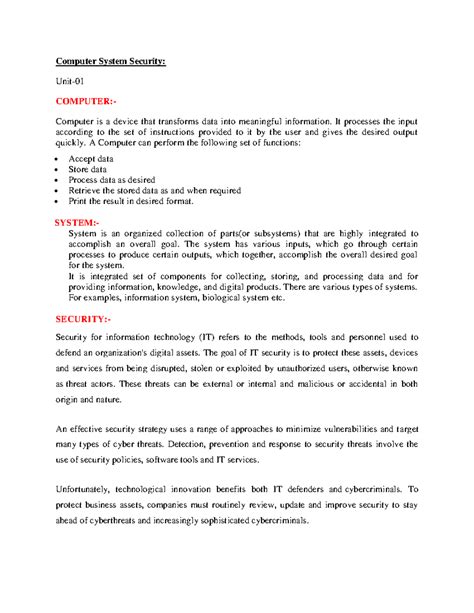 CSS Unit Part Css Computer System Security Unit COMPUTER Computer Is A Device That