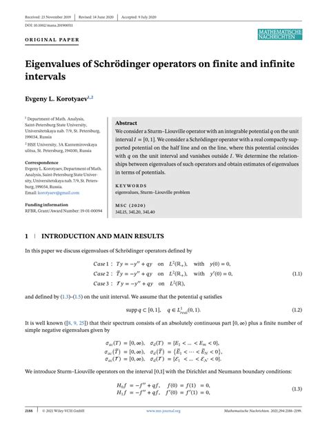 Eigenvalues Of Schrödinger Operators On Finite And Infinite Intervals Request Pdf