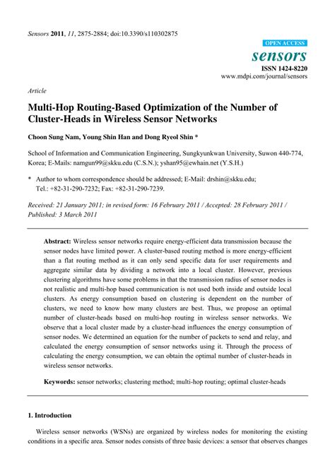 Pdf Multi Hop Routing Based Optimization Of The Number Of Cluster