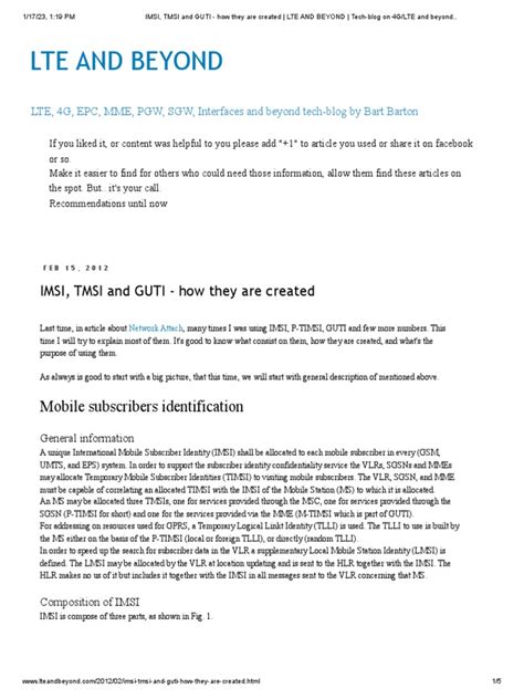 Imsi Tmsi And Guti How They Are Created Lte And Beyond Tech Blog