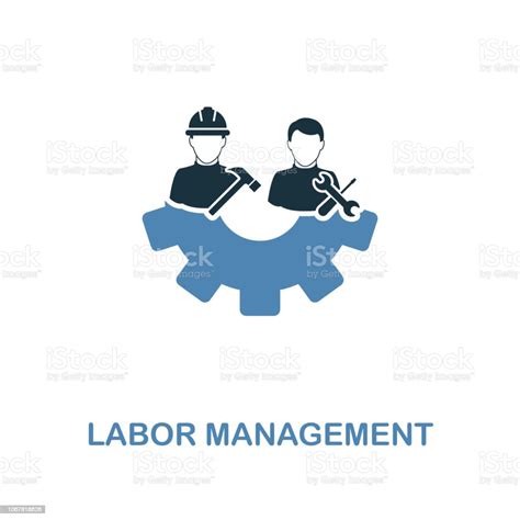 노동 관리 아이콘입니다 두 가지 색상 관리 아이콘 컬렉션에서 프리미엄 디자인입니다 픽셀 완벽 한 간단한 그림 노동 관리