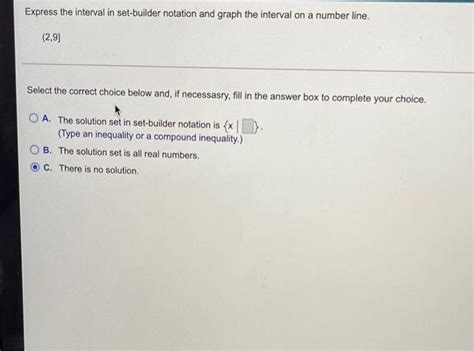 solved express the interval in set builder notation and