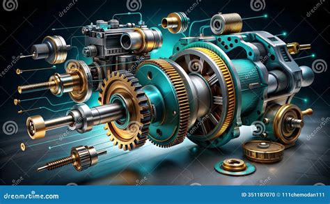 Step By Step Visual Guide To A Disassembled Car Engine With Gear Systems Stock Illustration