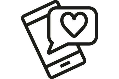 Mobile Phone With Love Message Line Icon Graphic By Pch Vector · Creative Fabrica