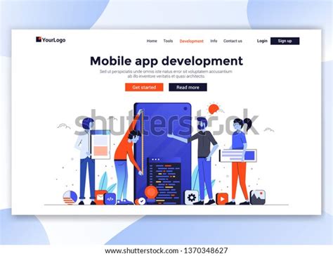 Landing Page Template Mobile App Development Stock Vector Royalty Free Shutterstock