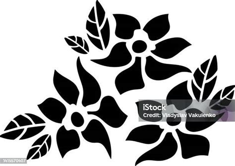 Flower Vector Stencil Black Adn White Stock Illustration Download