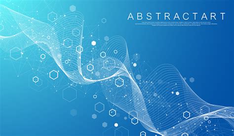 기술 추상적 인 선과 점은 육각형과 배경을 연결합니다 육각형 그리드 육각은 디지털 데이터와 빅 데이터 개념을 연결합니다 Hex 디지털 데이터 시각화 벡터 그림입니다 원형에