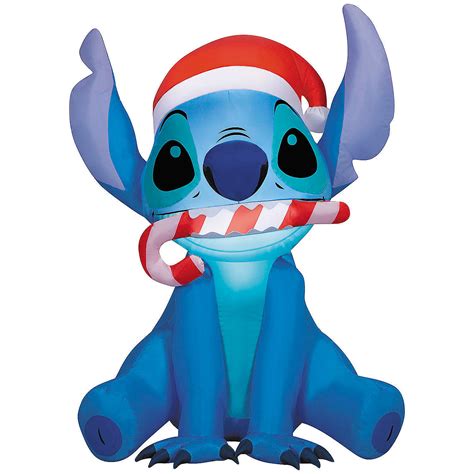 3 Ft Airblown Inflatable Lilo And Stitch Stitch With Santa Hat Christmas
