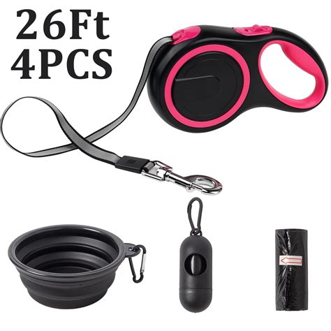 Wepsen 4 Pack Retractable Dog Leash 26ft Tangle Free Reflective Leash