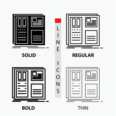 Design Grid Interface Layout Ui Icon In Thin Regular Bold Line And Glyph Style Vector