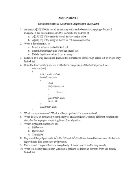 Assignment 1 ASSIGNMENT 1 Data Structures Analysis Of Algorithms