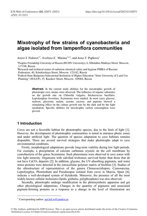 Pdf Mixotrophy Of Few Strains Of Cyanobacteria And Algae Isolated