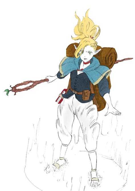 Safebooru Girl Absurdres Ambrosia Dungeon Meshi Aura Backpack Bag Belt Blonde Hair Blue