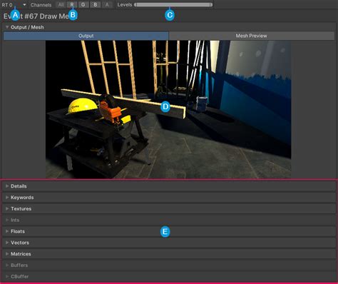 Unity Manual Frame Debugger Event Information Reference