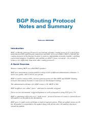 Understanding BGP Routing Protocol Notes And Summary A Course Hero