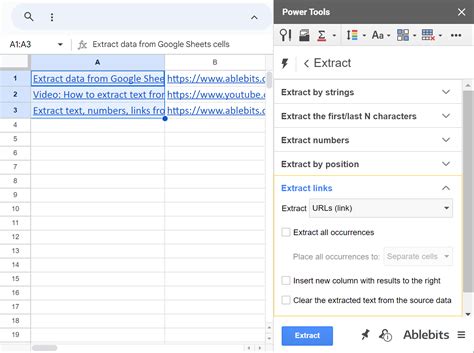 Extract Data From Google Sheets Certain Text From Strings URLs From Links And More