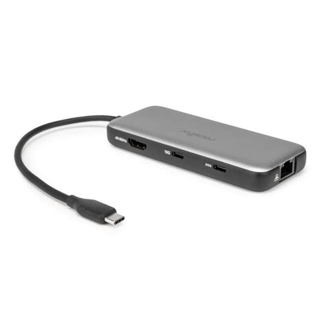 Premium Usb C 6 In 1 Multiport Adapter With Dp 1 4 Alt Mode Usb C 100w Pd Aluminum Rocstor