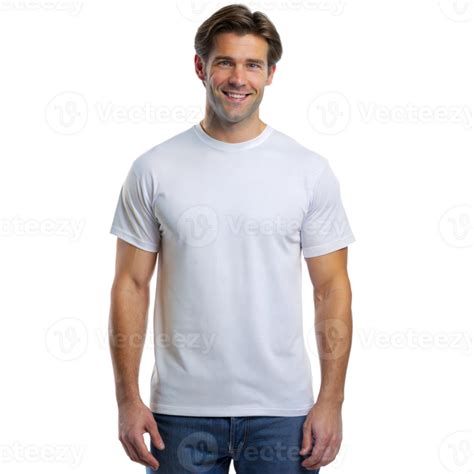 Smiling Man Wearing White T Shirt And Jeans Posing Confidently 46320877 Png