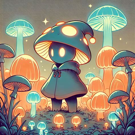 Forest Sprite With A Glowing Mushroom Crown Stock Illustration