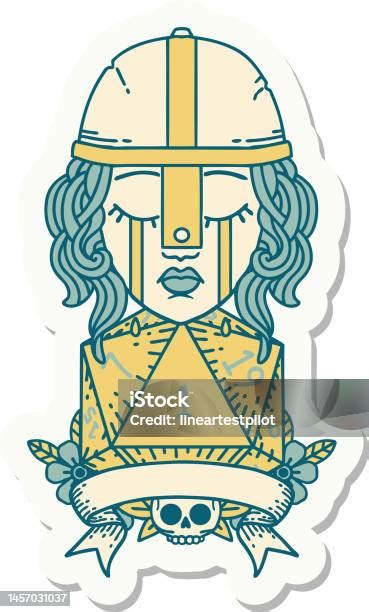 자연 하나의 D20 주사위를 가진 우는 인간 전투기의 스티커 굴리기에 대한 스톡 벡터 아트 및 기타 이미지 굴리기 마음이