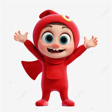 شخصية كرتونية ترتدي الزي الأحمر وهي تبتسم كرتون حرف الزي الأحمر Png