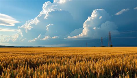 A Field Of Sun Bleached Grass Stretches Beneath Towering Thunderclouds