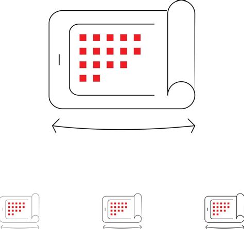 Mobile Display Technology Flexible Bold And Thin Black Line Icon Set