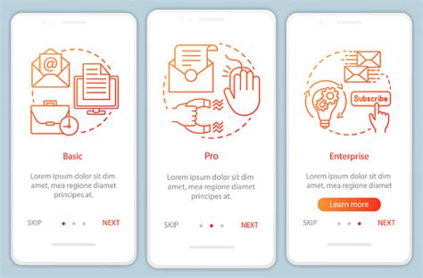 선형 개념의 모바일 앱 페이지 화면 온보딩 이메일 마케팅 구독 3에 대한 스톡 벡터 아트 및 기타 이미지 3 개념 고객 참여 Istock