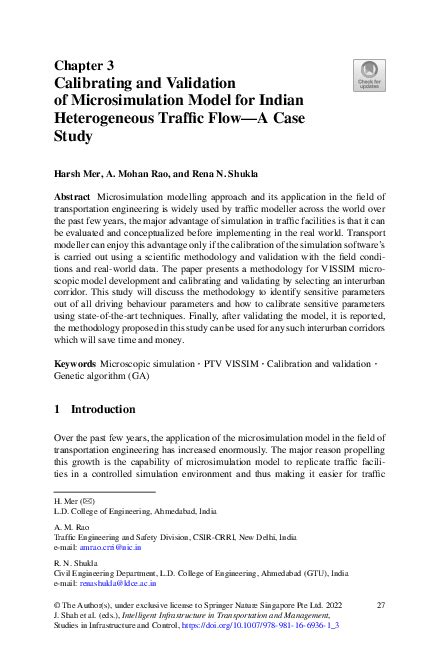 Pdf Calibrating And Validation Of Microsimulation Model For Indian