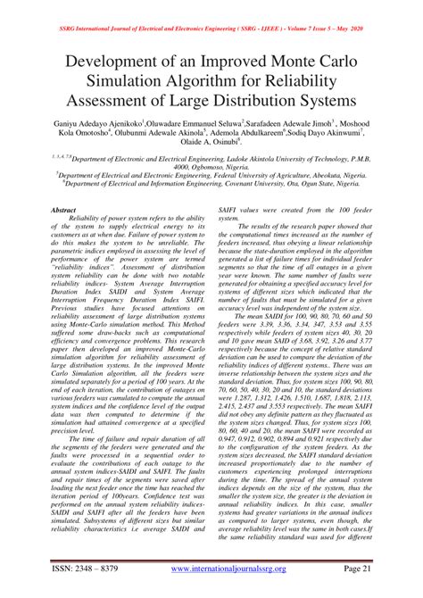 Pdf Development Of An Improved Monte Carlo Simulation Algorithm For