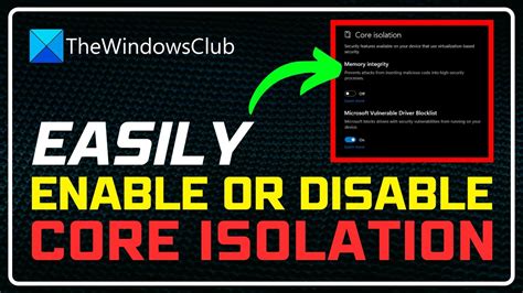 how to fix core isolation memory integrity page not available in