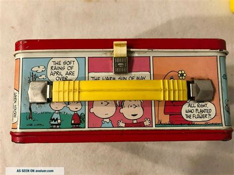Vintage Metal Peanuts Lunch Box Charlie Brown Linus And Snoopy 1973 W