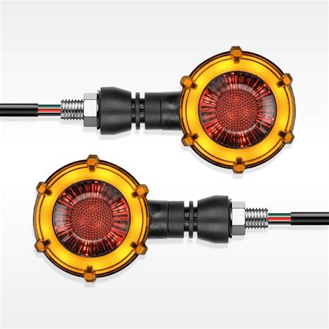 2pcs Motorcycle Led Turn Signal 12v Retro Dual Color Signal Indicator