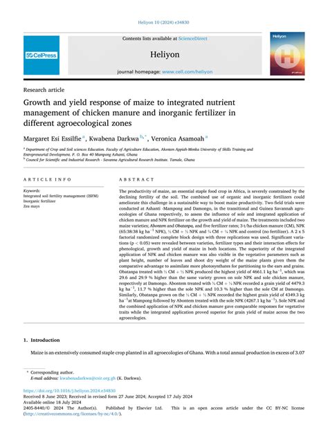 Pdf Growth And Yield Response Of Maize To Integrated Nutrient