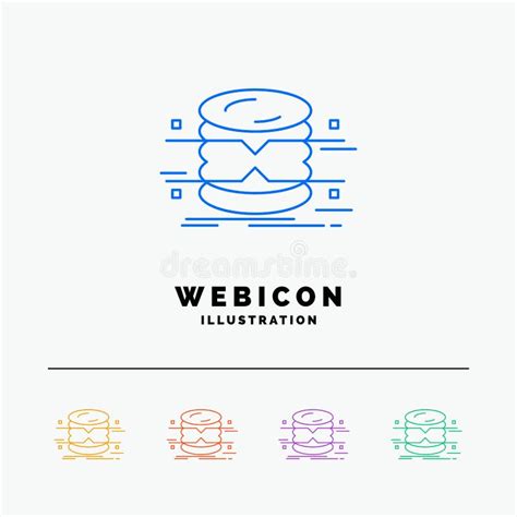 database data architecture infographics monitoring 5 color line web icon template isolated