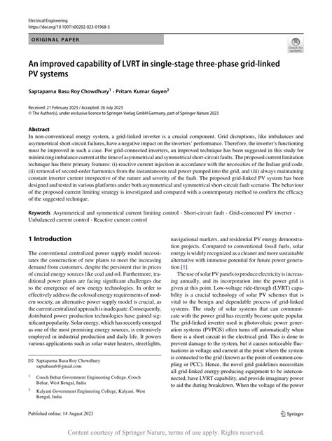 An Improved Capability Of Lvrt In Single Stage Three Phase Grid Linked