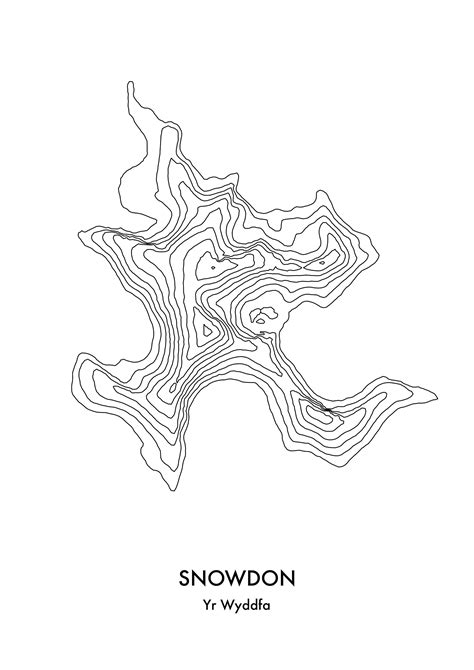 Snowdon Snowdonia Wales Map Poster Instant Digital Print Download Etsy