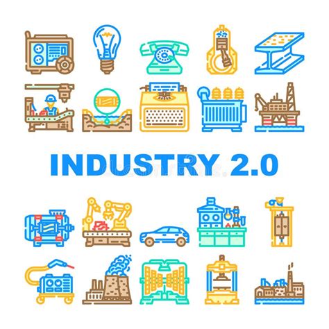 Industry 2 Automation Icons Set Vector Stock Vector Illustration Of Icons Symbol 353670159