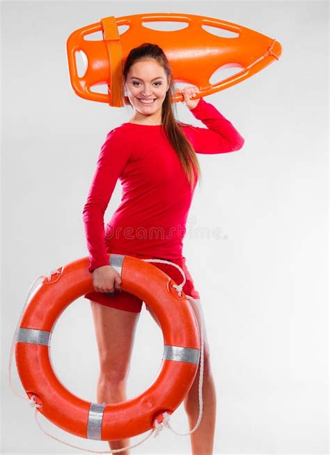 Girl Lifeguard With Rescue Equipment Stock Image Image Of Pool