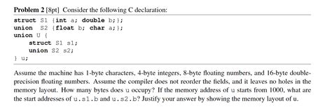 solved problem 2 [8pt] consider the following c declaration
