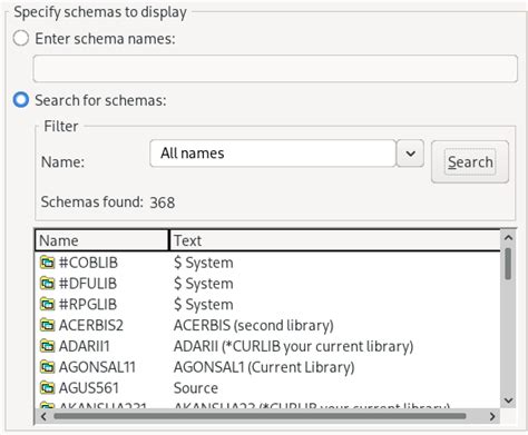 Ibm I Access Client Solutions View All Schemas