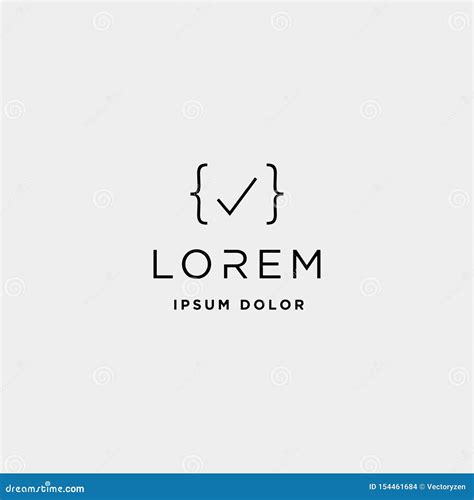 Code Check Logo Design Simple Approve Coding Stock Vector