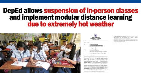 Deped Allows Suspension Of In Person Classes And Implement Modular Distance Learning Due To