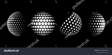 White Halftone Pattern Sphere Collection Hexagon Stock Vector Royalty Free 2487014535